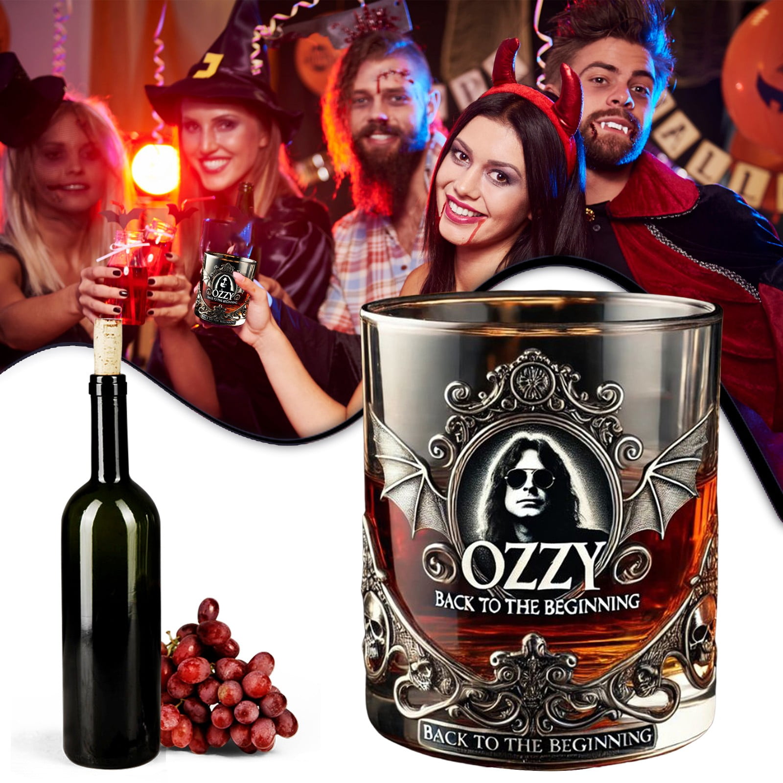 Ozzy Osbourne Memory Gothic Whiskey Glass, 3D Effect Face Whiskey ...