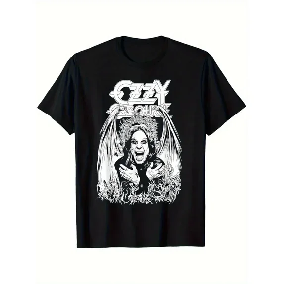 Ozzy Osbourne Men's Crazy Train Graphic T-Shirt - Black Streetwear ...