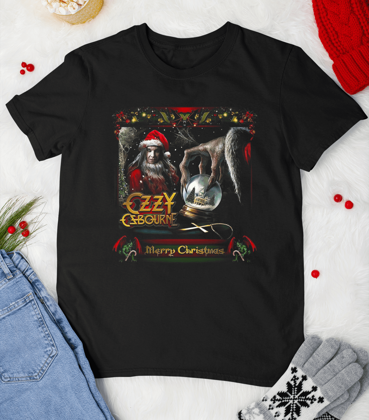 Ozzy Osbourne Merry Christmas Men T-shirt , All-Season - Walmart.com