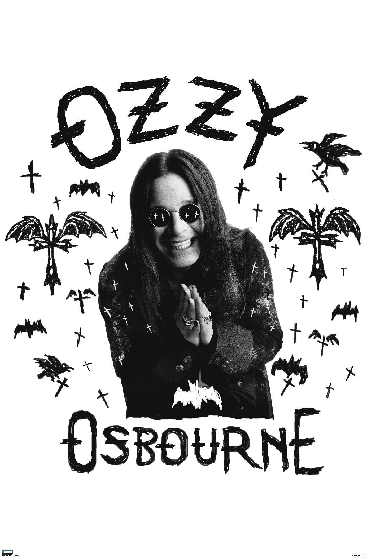 Ozzy Osbourne - Raven, Bat and Crosses Wall Poster, 22.375" x 34 ...