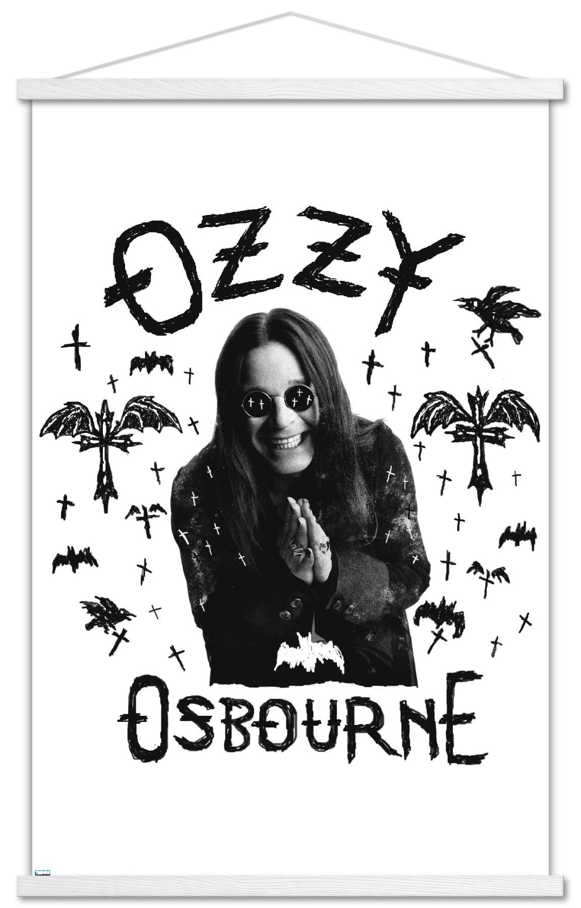 Ozzy Osbourne - Raven, Bat and Crosses Wall Poster with Magnetic Frame ...