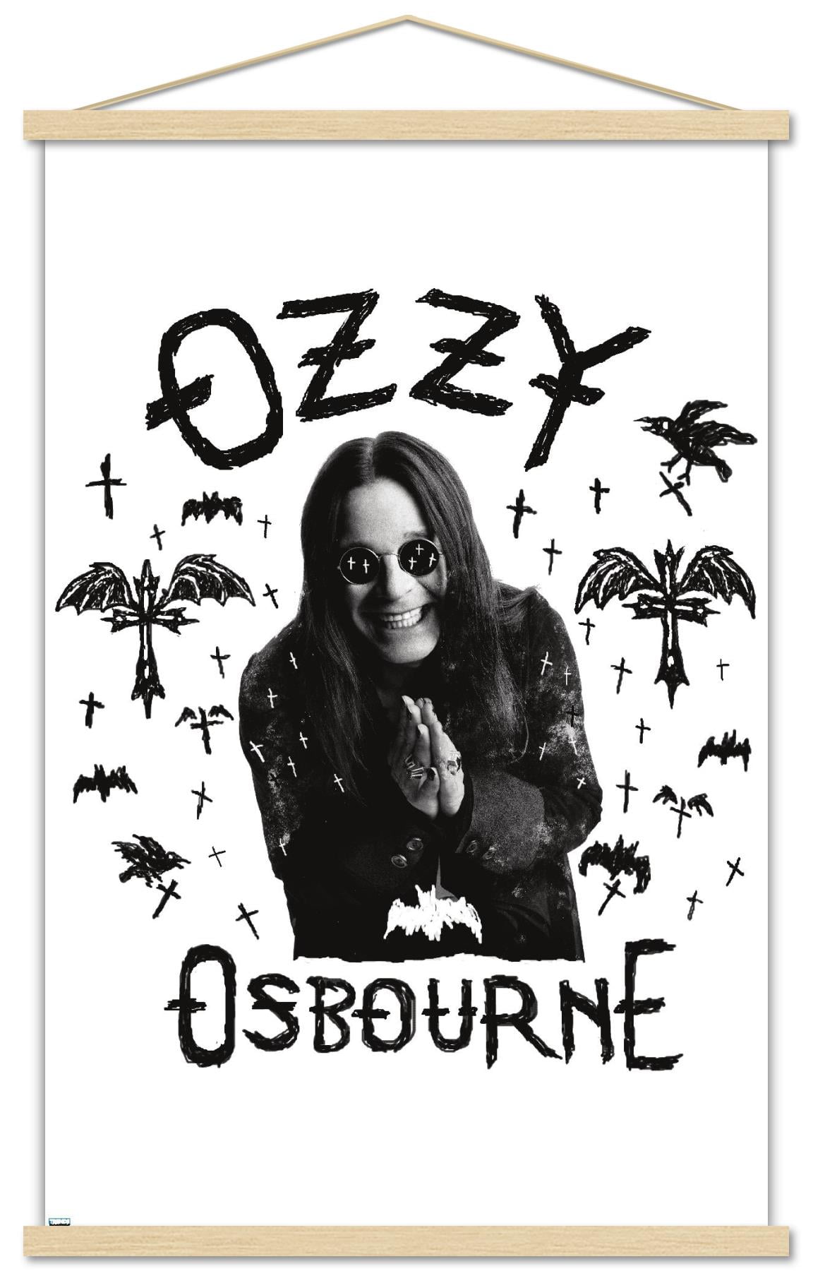 Ozzy Osbourne - Raven, Bat and Crosses Wall Poster with Magnetic Frame ...