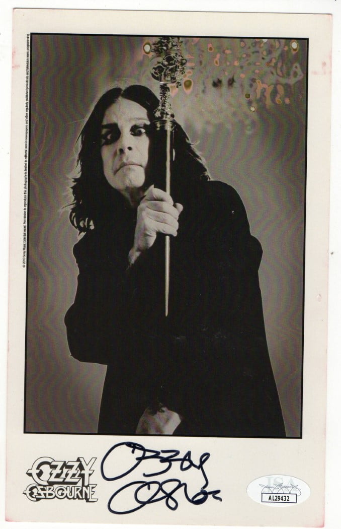 Ozzy Osbourne Signed Autographed 5X8 Photo B/W Holding Staff JSA ...