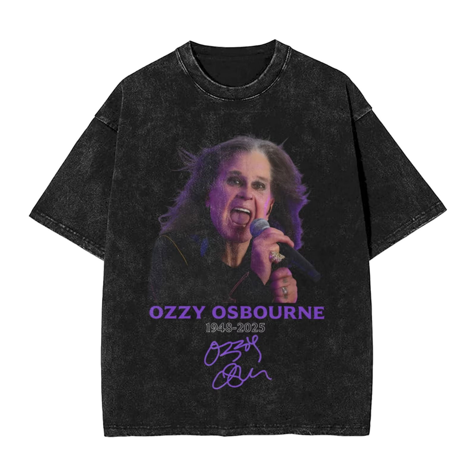 Ozzy Osbourne Washed Cotton Aged Short Sleeve Shirt Tribute To Rock ...