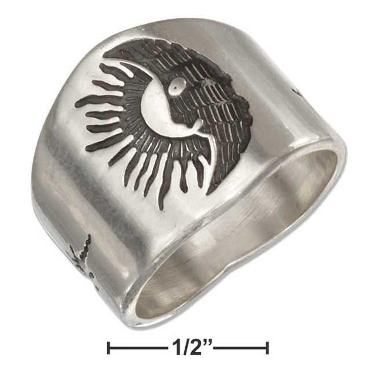 P-019348-12 12 in. Sterling Silver Mens Sun & Moon Band Ring - Walmart.com