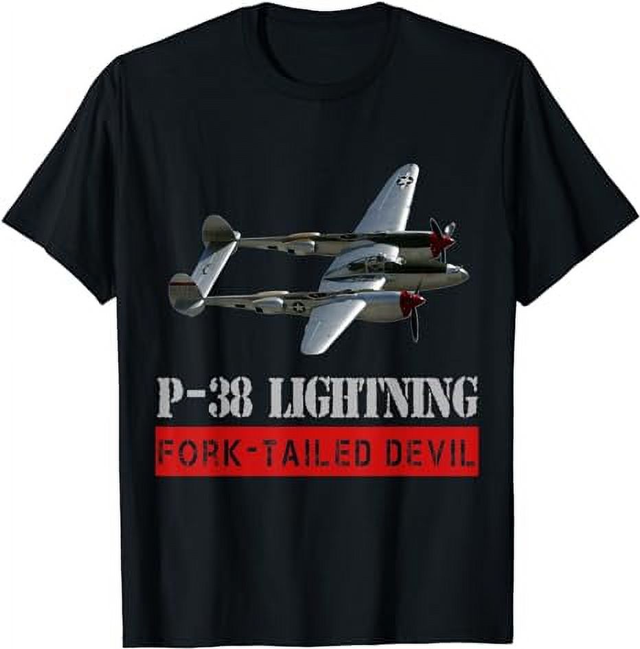 P-38 Lightning War bird, The fork tailed Devil t-shirt - Walmart.com