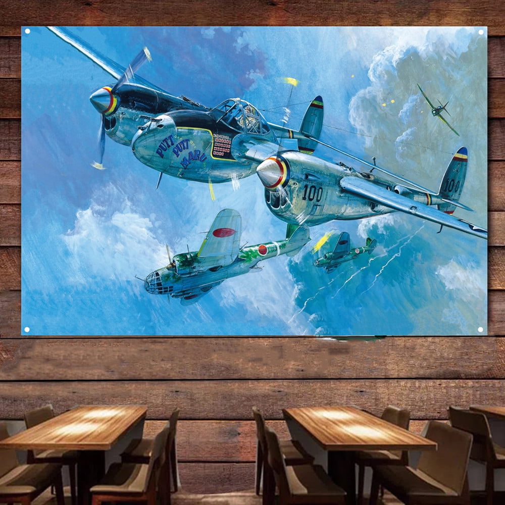 P-38J Lightning Fighter Jet Poster Wall Charts - Aviation Military ...