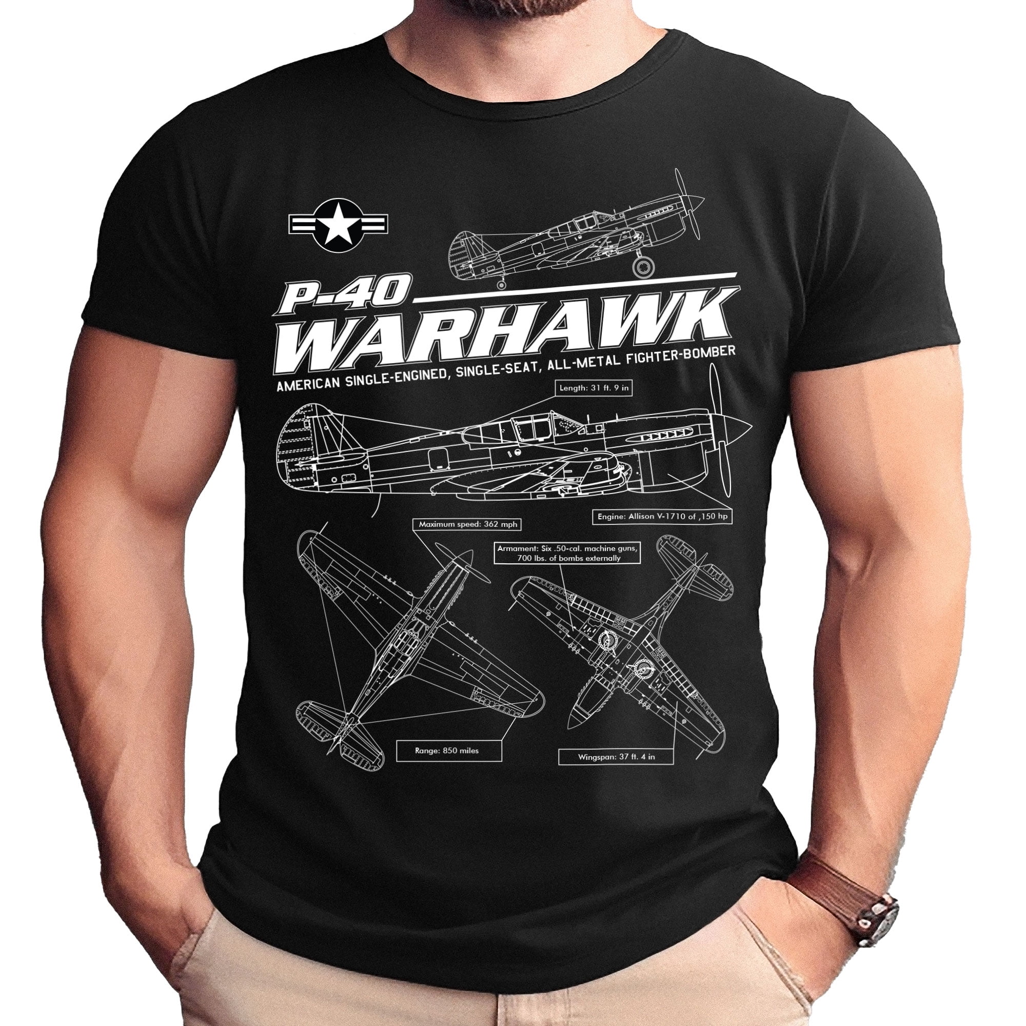 P-40 Warhawk Schematic Men's T-Shirt-3XL - Walmart.com