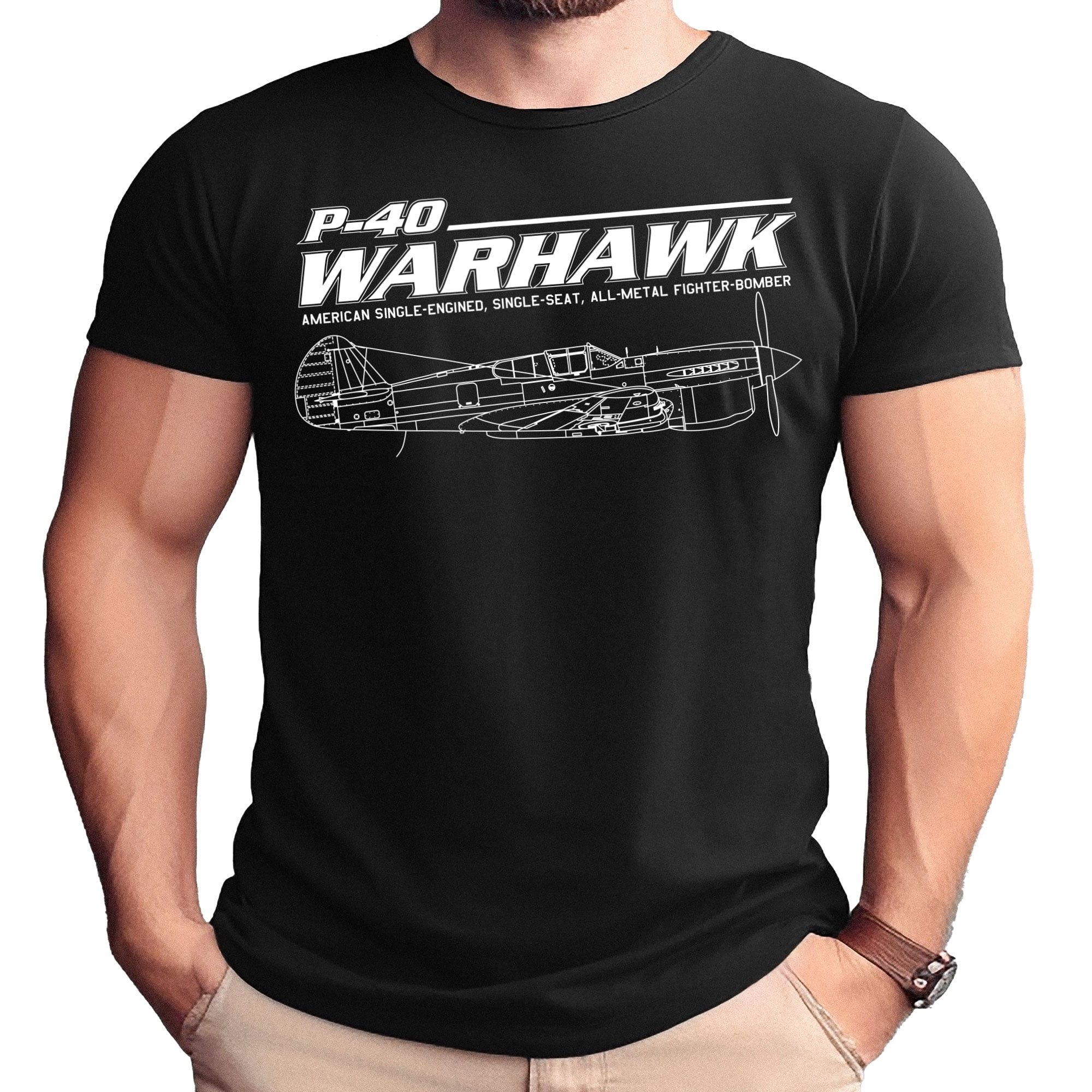 P-40 Warhawk Schematic Side View Adult T-Shirt-6XL - Walmart.com