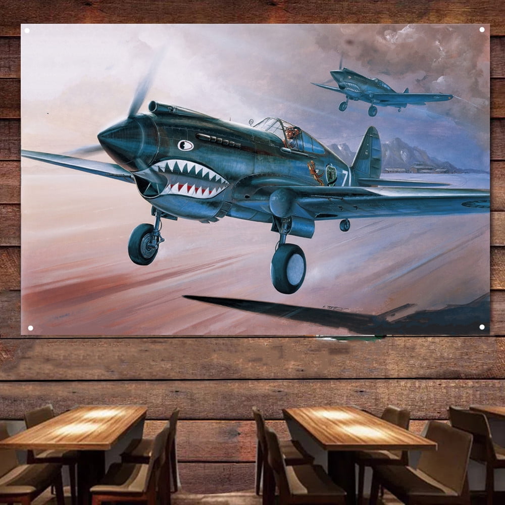 P-40C Tomahawk Fighter Jet Poster and Canvas Print Art Banner ...