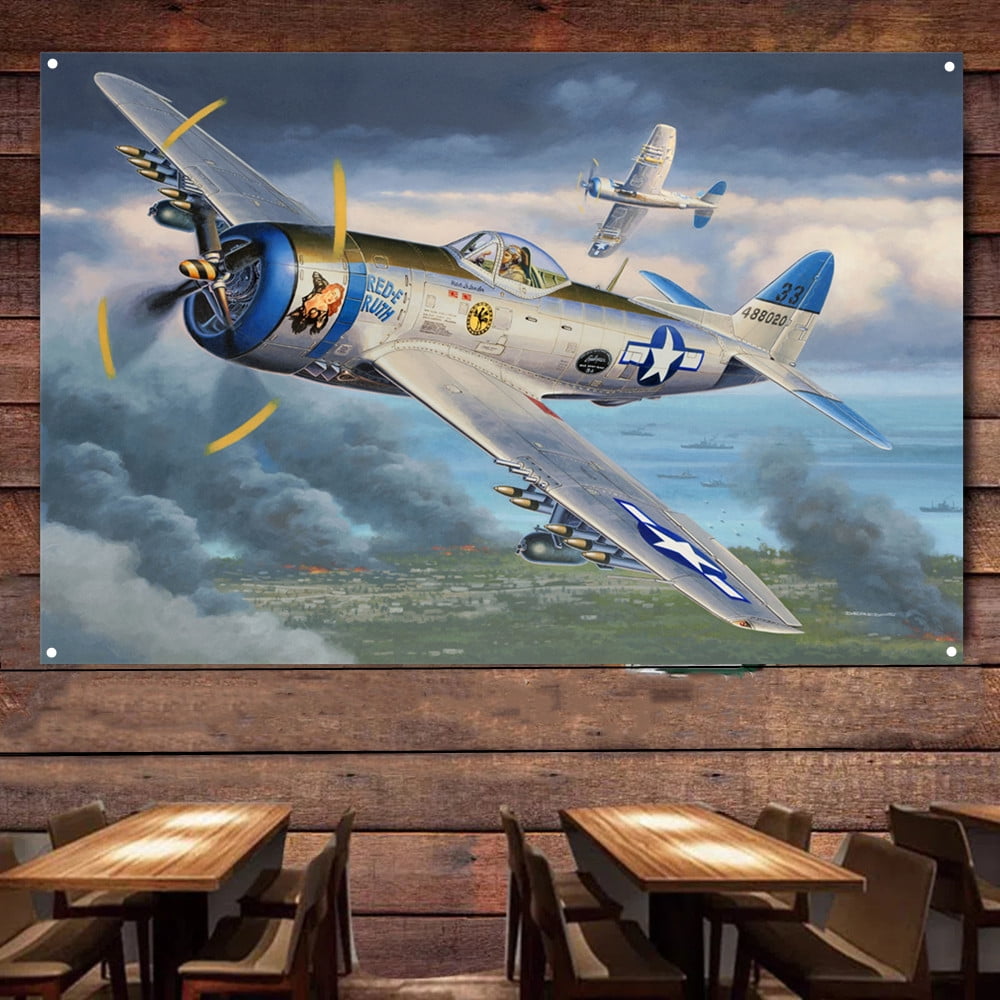 P-47N 'Thunderbolt' Fighter Jet Banner Wall Art Canvas Banner ...