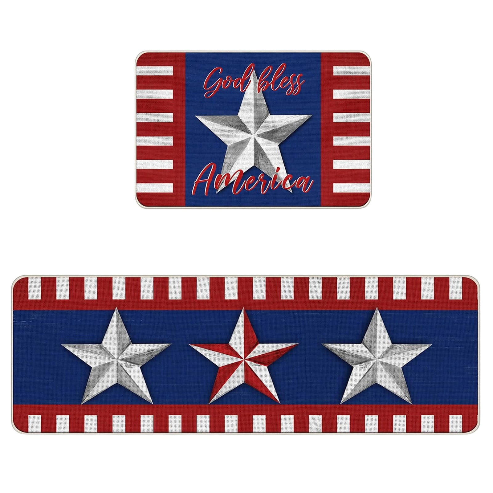 P-493 Independence Day Kitchen Floor Mats Set Of 2 Non Slip Home Decor ...