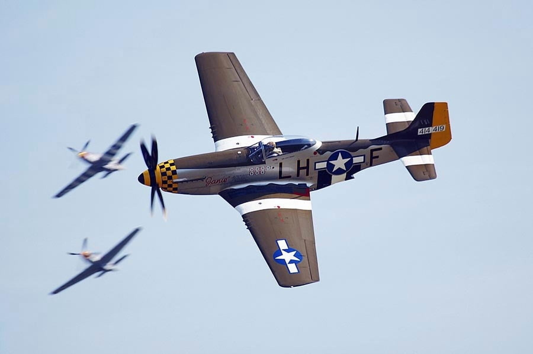 P-51 Mustang WWII Aircraft Janie in Flight - 12x18 Inch Laminated ...