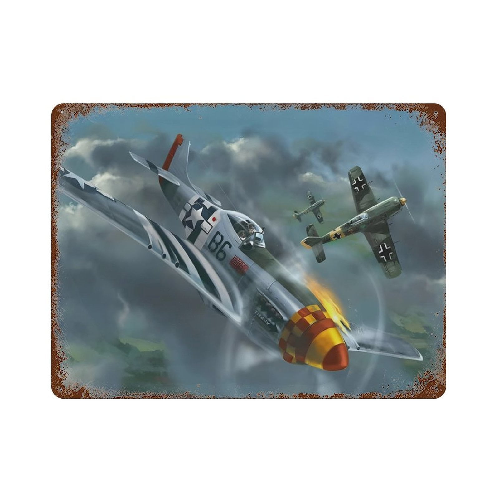 P-51 Mustang WWII Military Aircraft (2) Tin Metal Decorative Wall ...