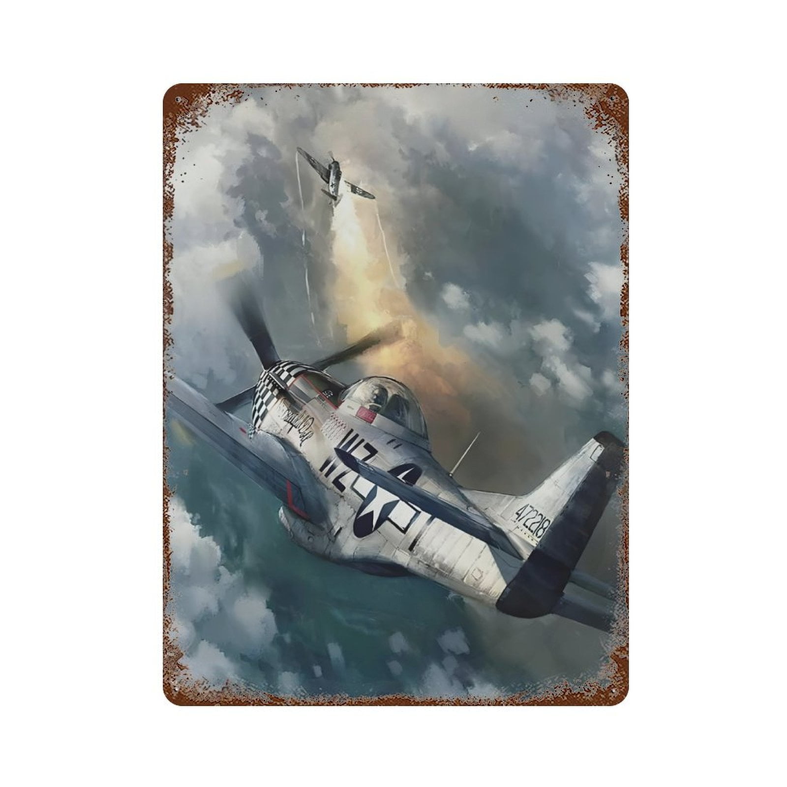P-51 Mustang WWII Military Aircraft Tin Metal Decorative Wall Paintings ...