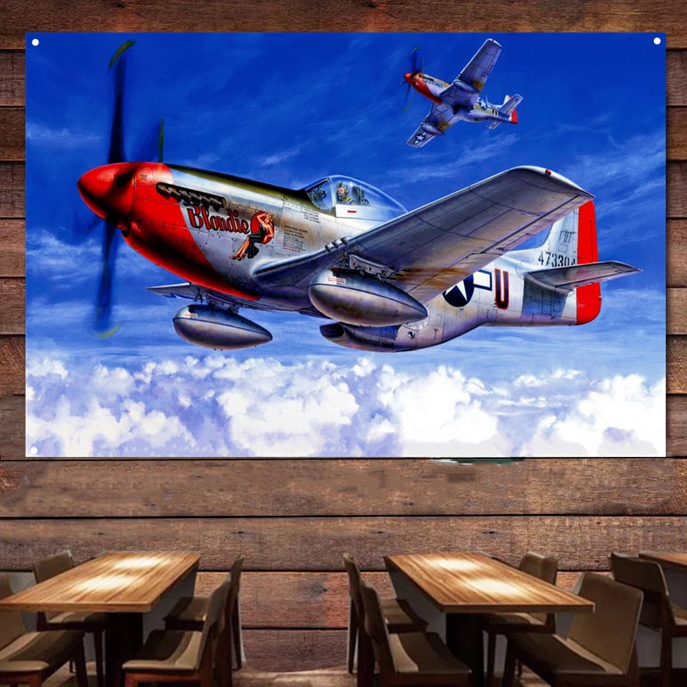 P-51D WW II US Fighter Bomber Poster Wall Flag - Air Force Attack ...
