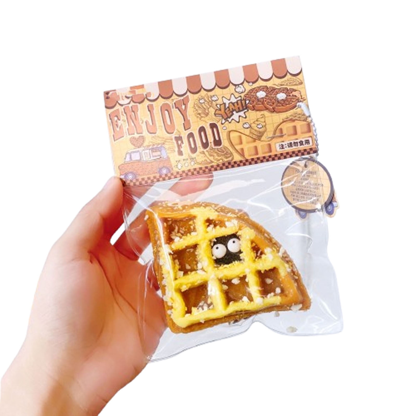 P-799 Caramel Triangle Waffle Food Play Pinch Toy Decompression Sensory ...