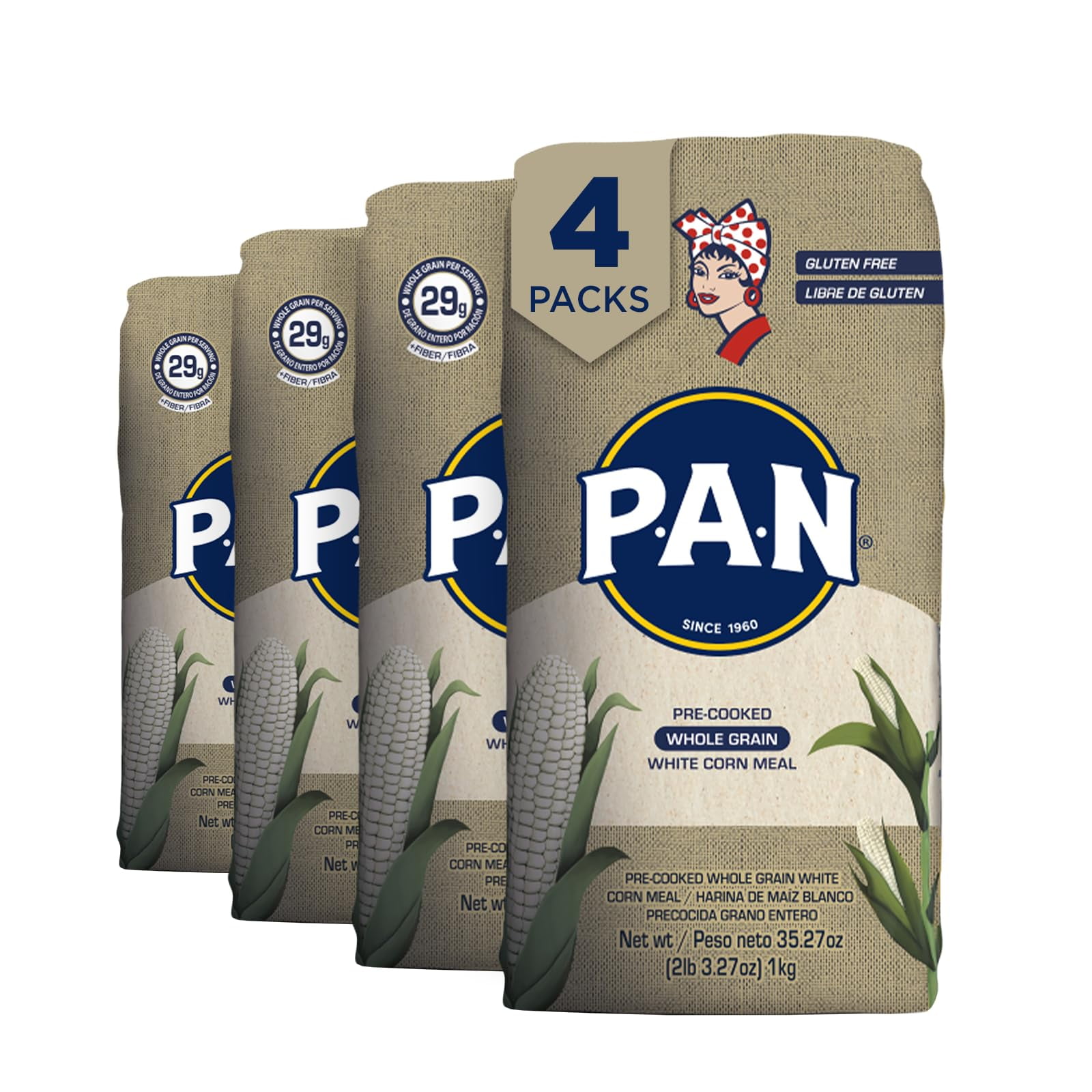 P.A.N. Whole Grain White BDF32 Corn Meal - Pre-cooked Gluten Free and ...