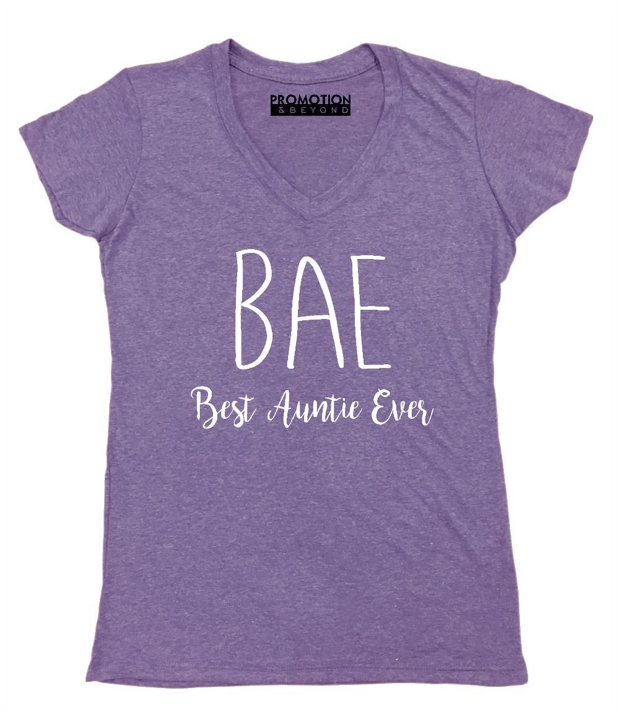 P&B BAE Best Auntie Ever Funny Women's V-neck, Heather Purple, S ...
