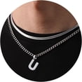 P.Blake Layered Initial A-Z Pendant Necklace For Men, Stainless Steel ...