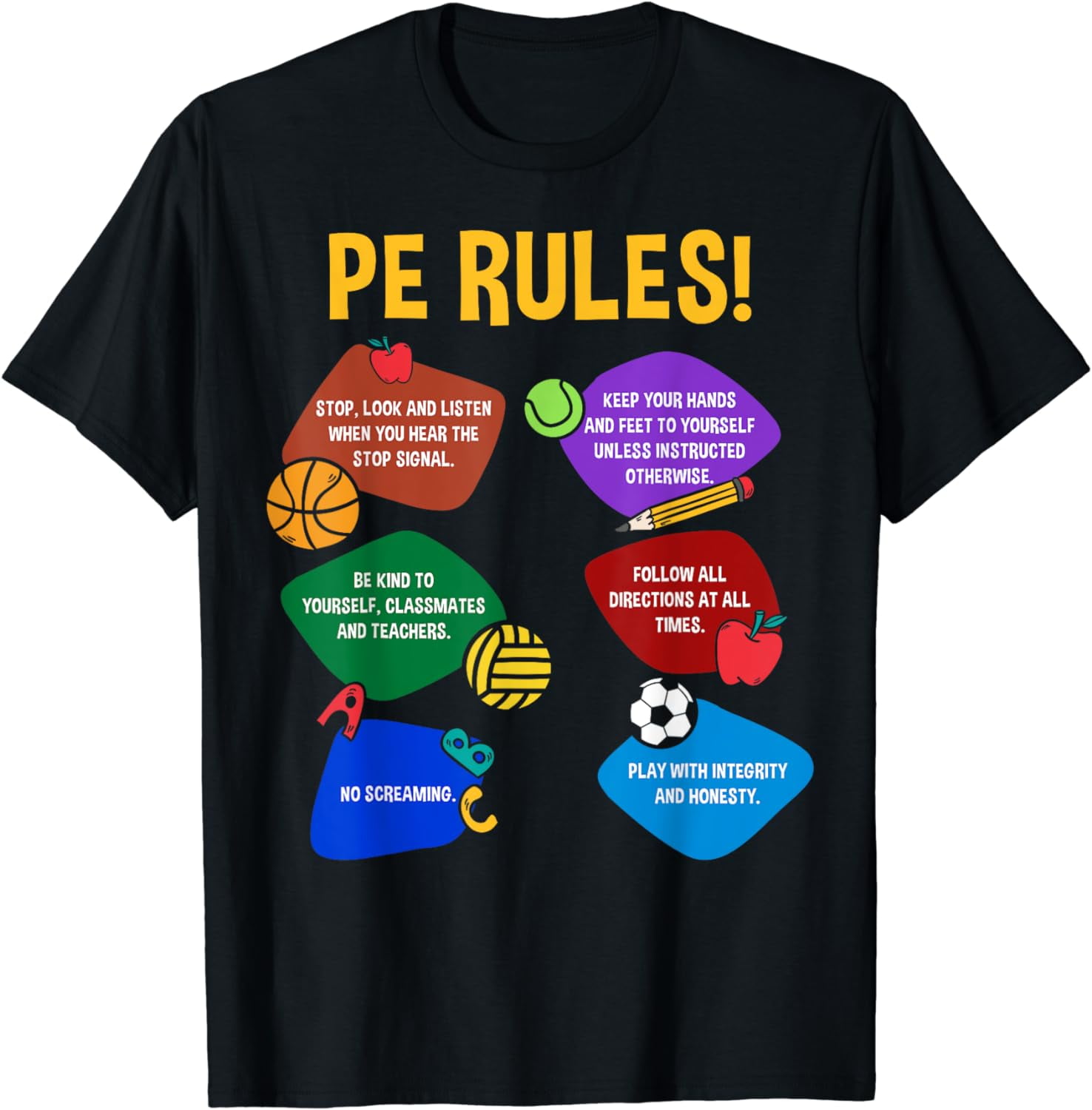 P.E. Teacher Physical Education Rules School Gym Men Women T-Shirt ...