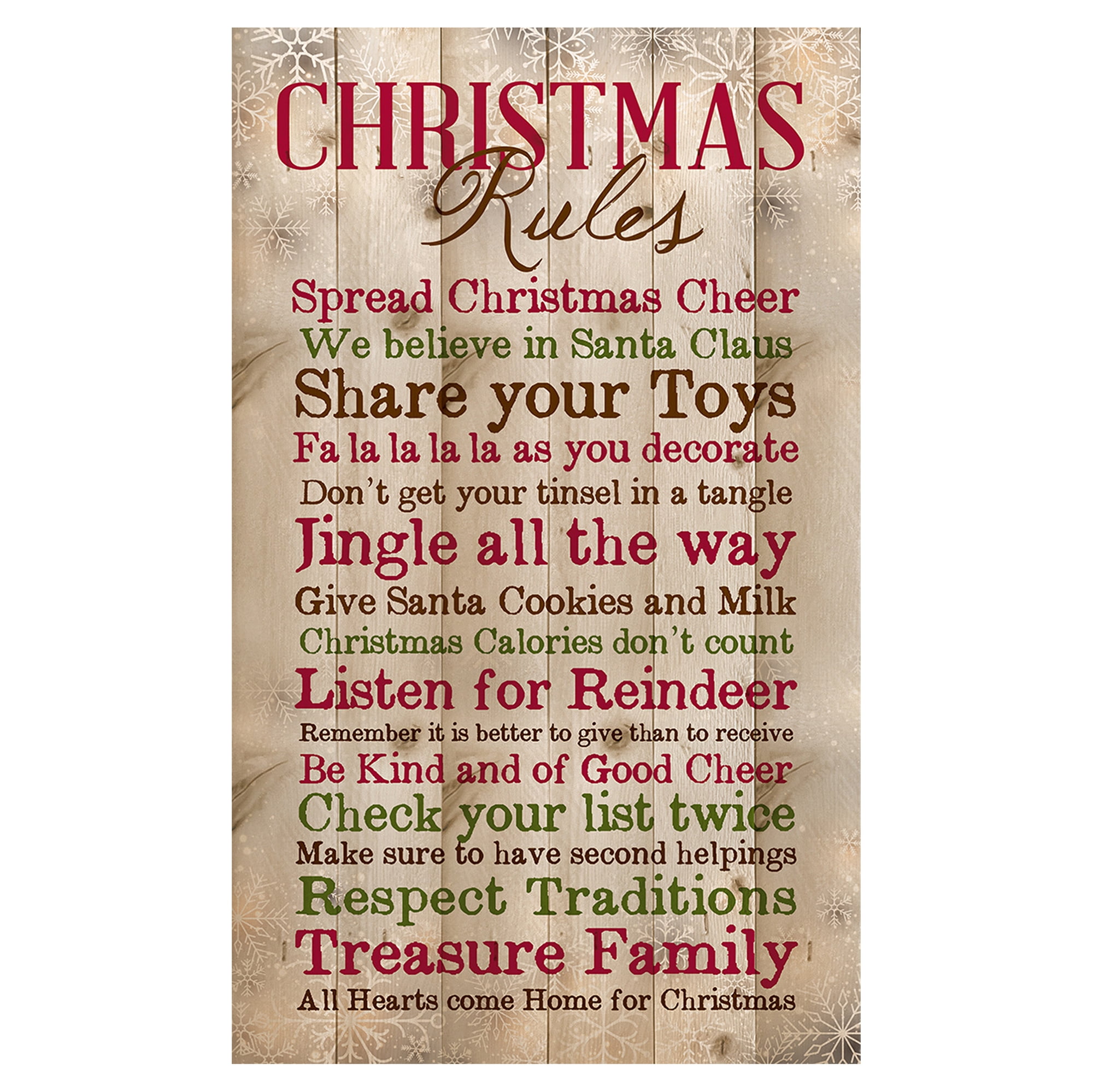P. Graham Dunn Christmas Rules Family Cheer Snowflakes 15 x 9 inch Pine ...