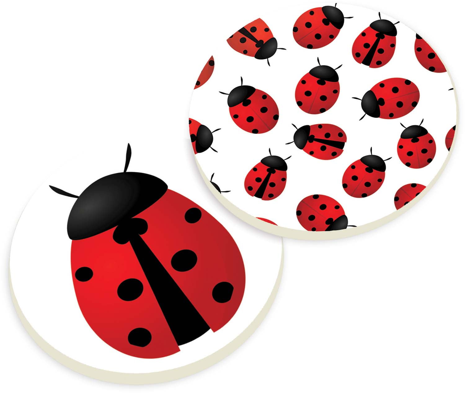 P. Graham Dunn Ladybugs Red and White 2.75 x 2.75 Absorbent Ceramic Car ...