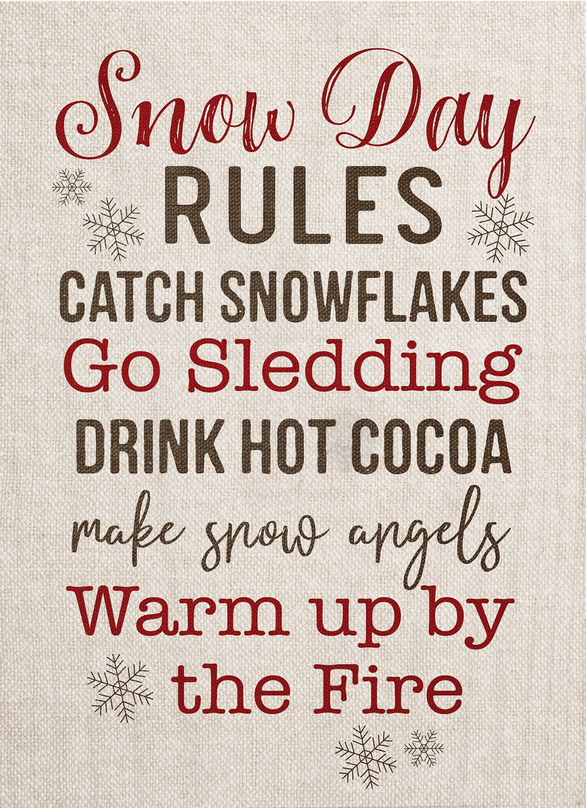 P. Graham Dunn Snow Day Rules Rosy Red 7.2 x 5.5 Pine Wood Christmas ...