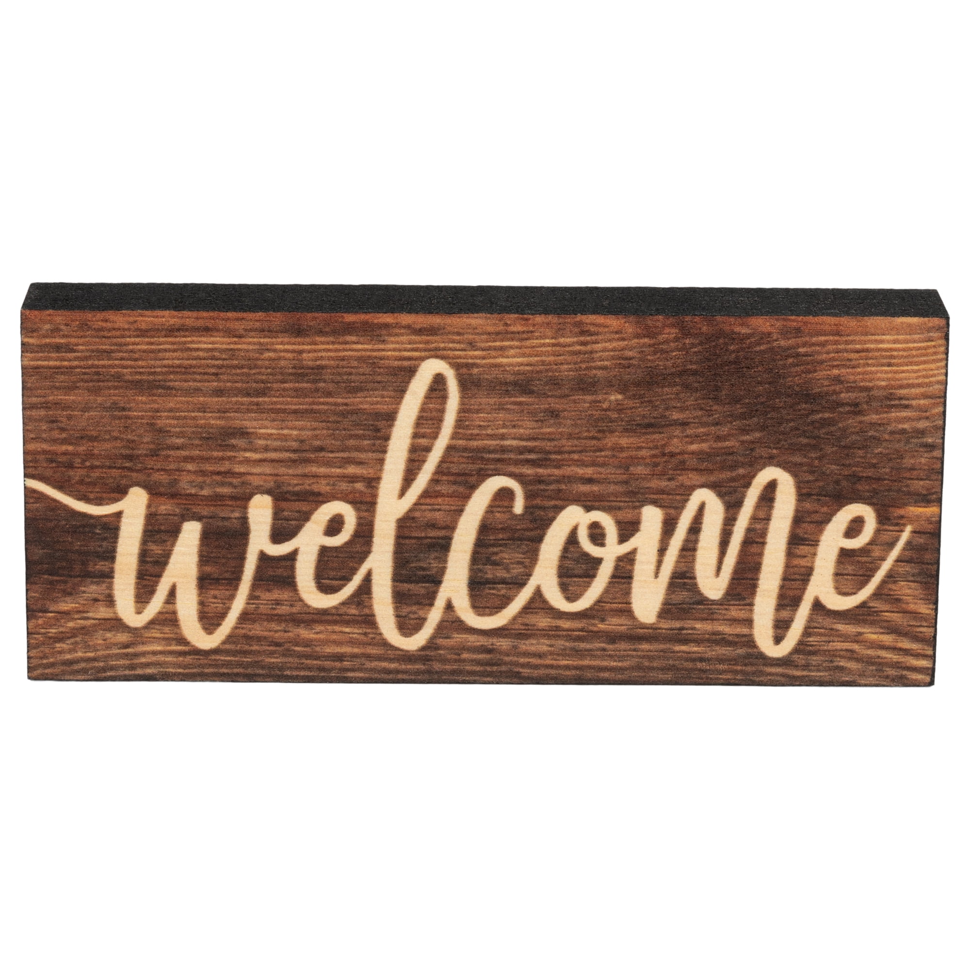 P. Graham Dunn Welcome Script Design Brown 6 x 2.5 Inch Solid Pine Wood ...