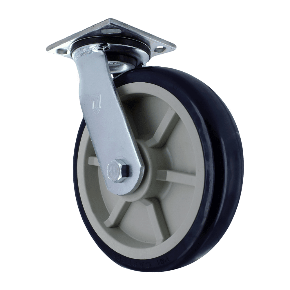 P&H Casters Heavy Duty 8" x 2" Swivel Caster with Zinc Plated Steel ...