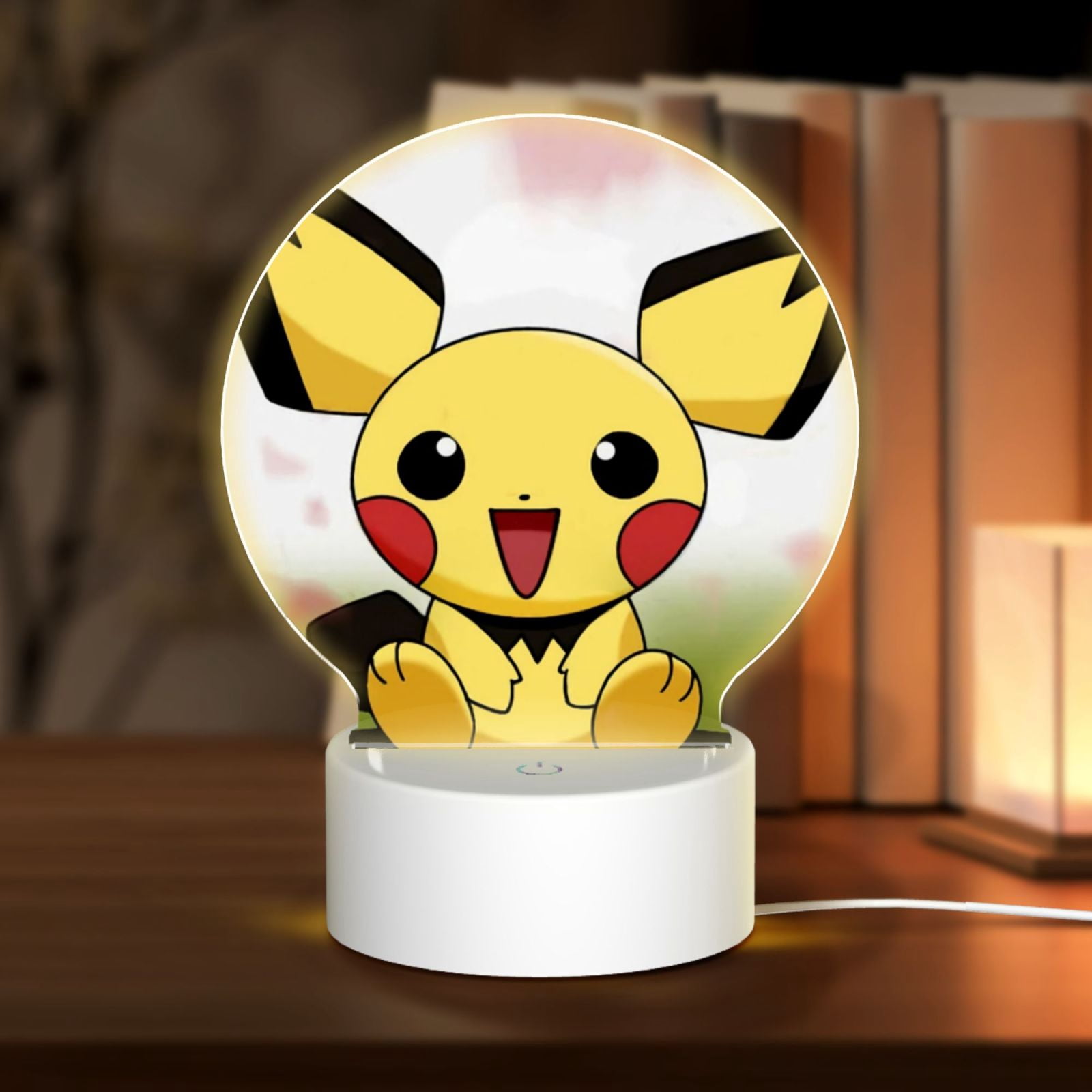 P-Ichu Anime Round Acrylic Night Light Is Suitable For Rooms ...