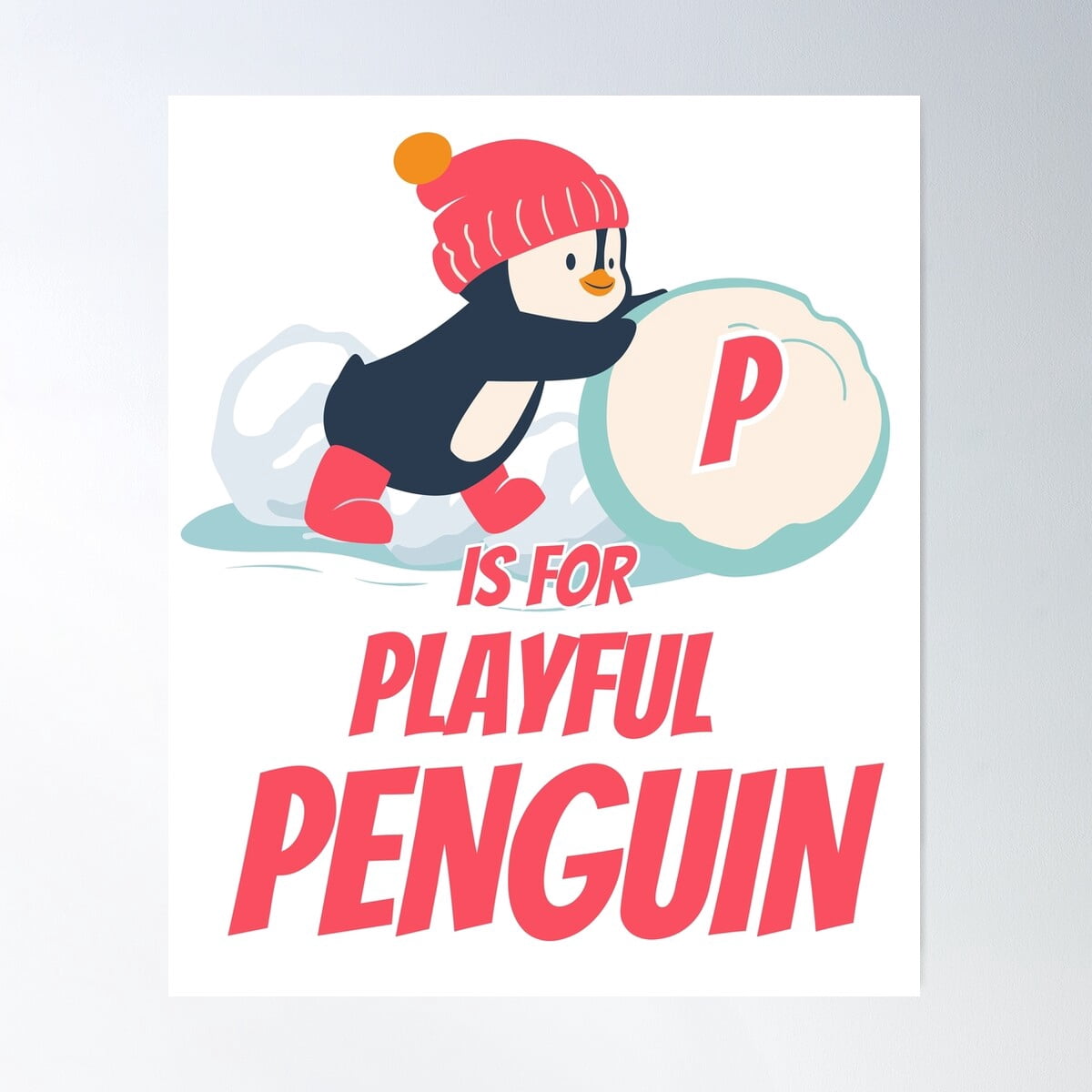 P Is For Playful Penguin Alphabet Poster Wall Art, Modern Wall Decor ...
