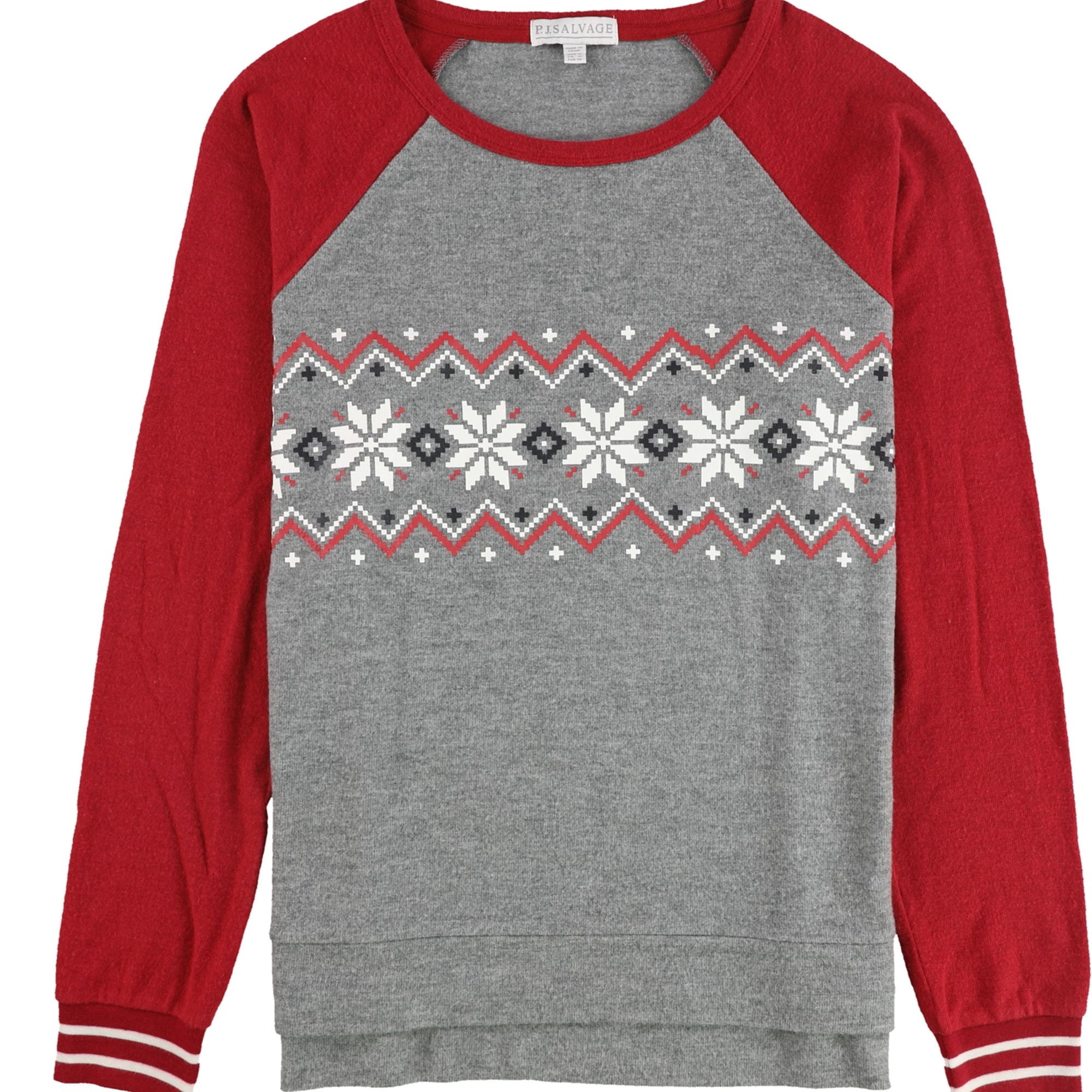 P.J. Salvage Womens Fair Isle Raglan Pajama Sweater, Grey, Medium ...