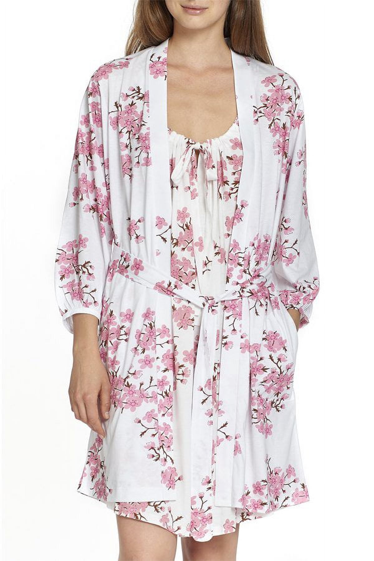 P.Jamas Knit Cherry Blossoms Short Robe 347427 - Walmart.com
