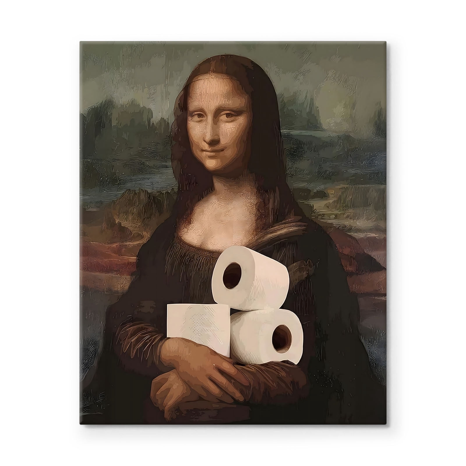 P&L Art Canvas Wall Art Decor, Funny Mona Lisa Toilet Paper Canvas ...