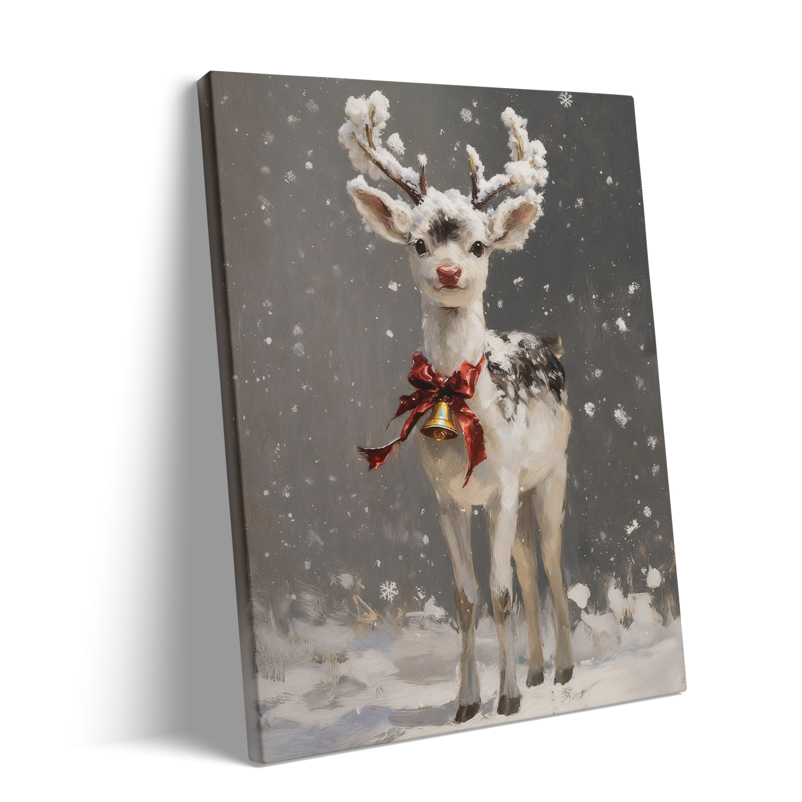 P&L Art Snowy Christmas Fawn Canvas Wall Art, Festive Holiday Decor ...