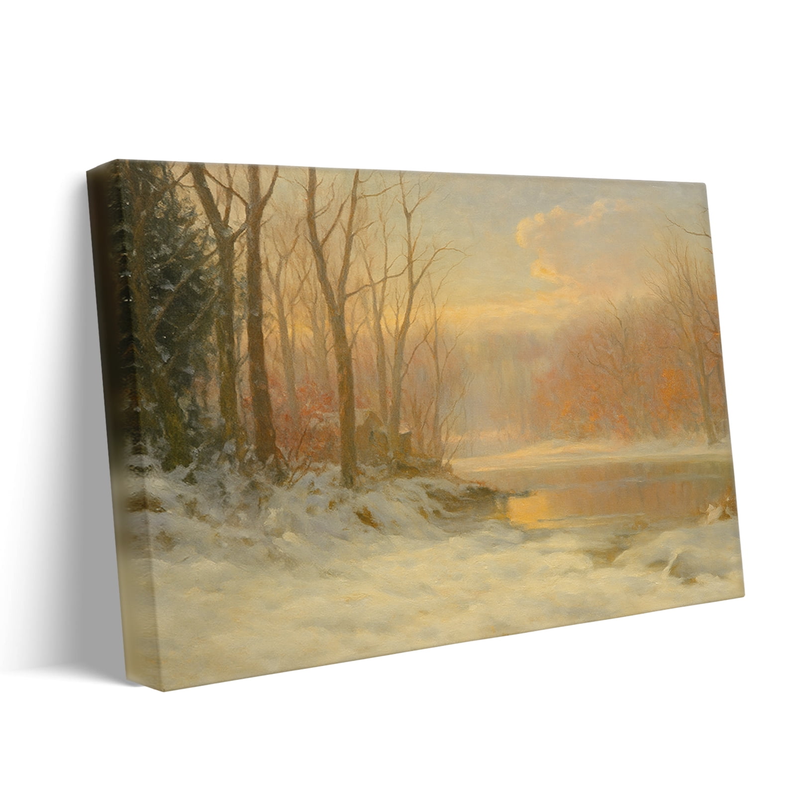 P&L Art Winter Forest Snowscape Canvas Wall Art, Serene Christmas Decor ...