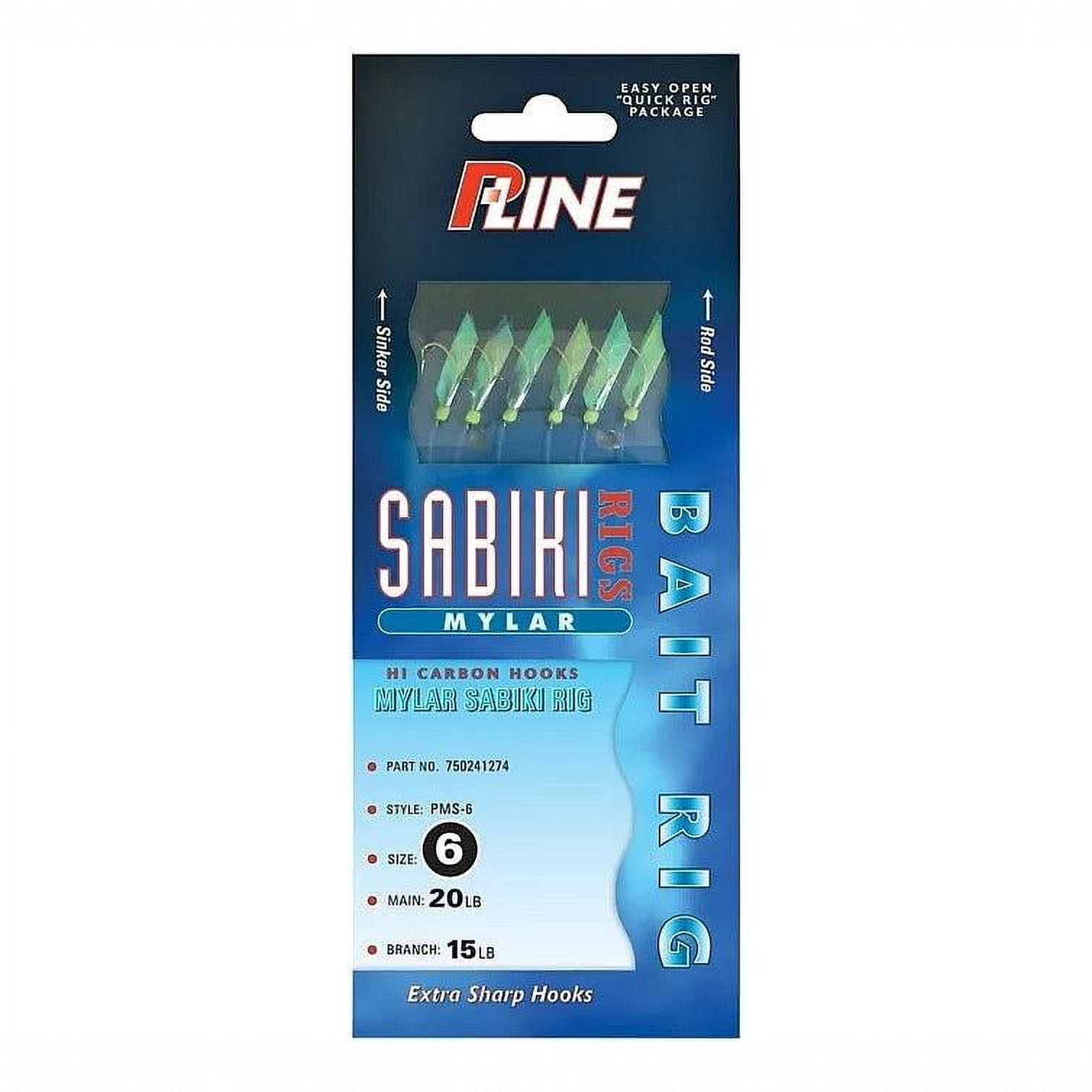 P-Line SMFS6 Sabiki Rig Fishing Lures with Fish Skin & Mylar for Bottom ...