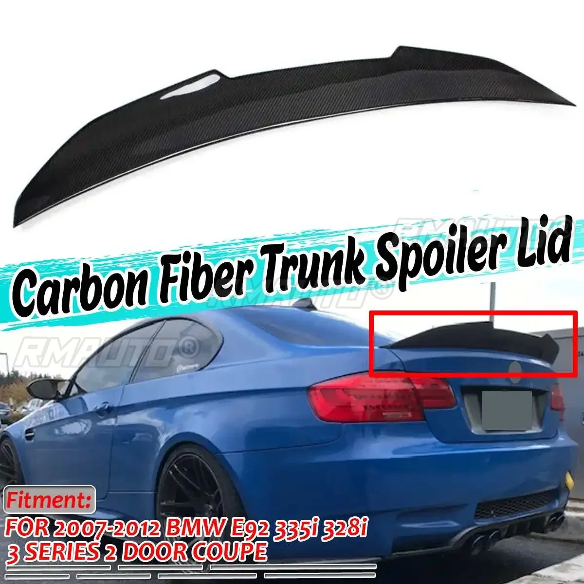 P/M4/PSM Real Carbon Fiber E92 Spoiler Wing Lip Car Rear Trunk Spoiler ...