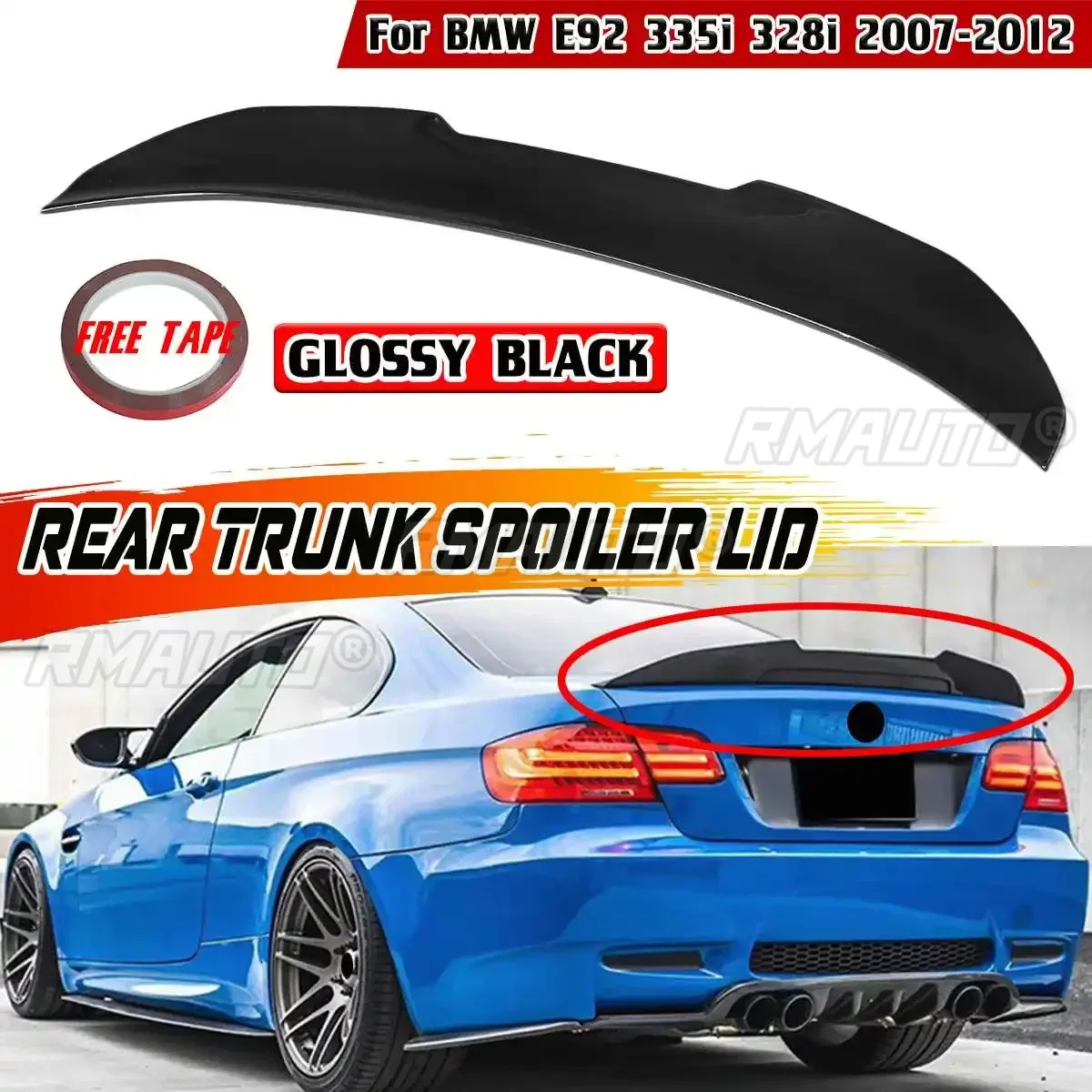 P/M4/PSM Style Car Rear Trunk Spoiler Wing Lid Extension Wing Lip For ...