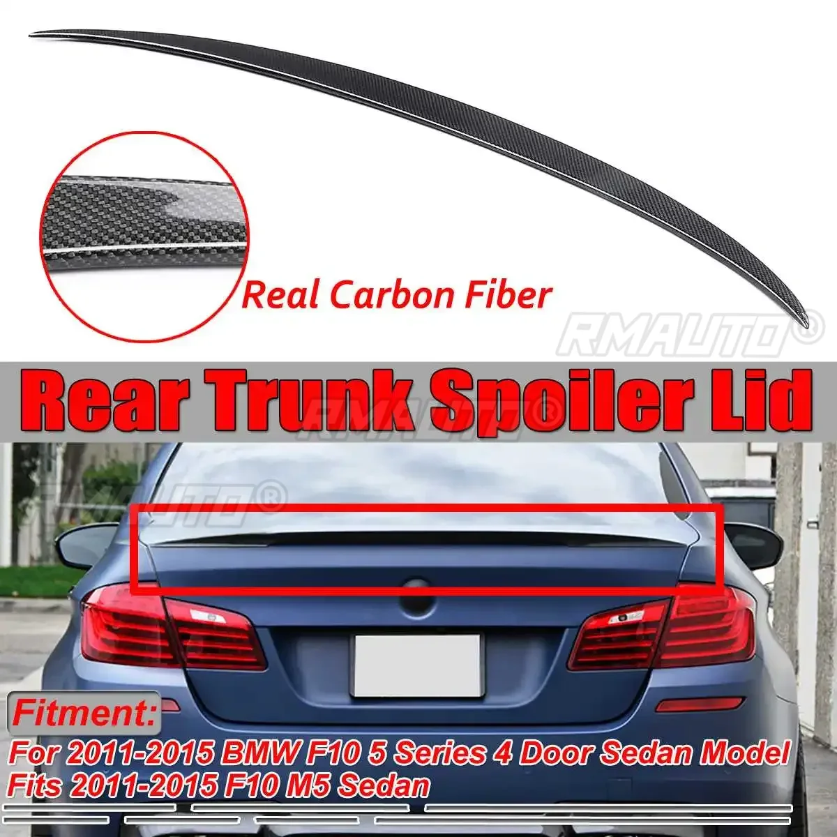 P/M4/PSM Style M5 Rear Wing Real Carbon Fiber Car Rear Trunk Spoiler ...