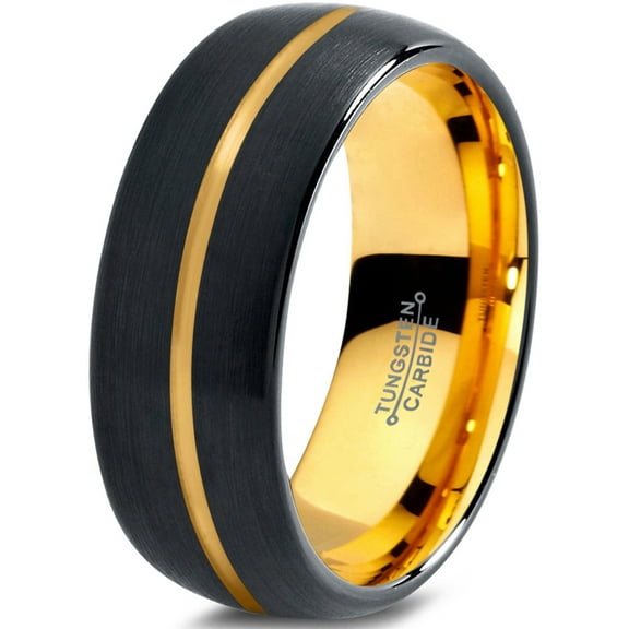 Multiple Anchor 8MM Dome Black And Rose Gold Tungsten Men Ring ...