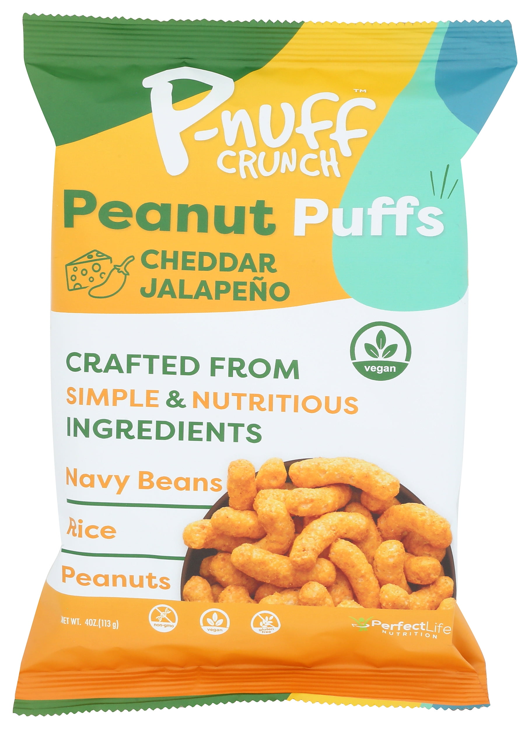 P-nuff Crunch, Puff Baked Peanut Cheddar Jalapeño, 4oz Pack of 6 ...