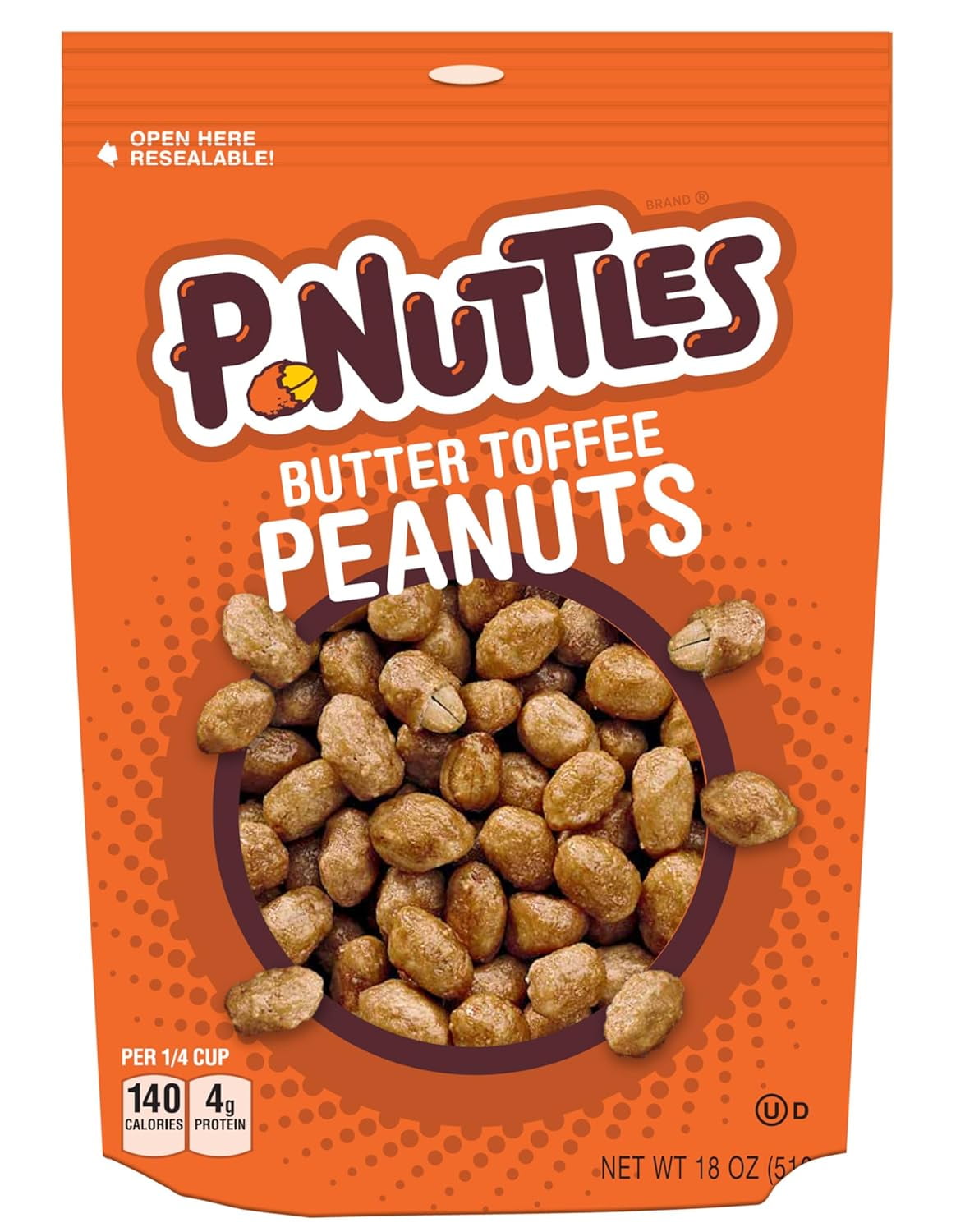 P-Nuttles Butter Toffee Covered Peanuts, Sweet Salty Snack, Toffee ...