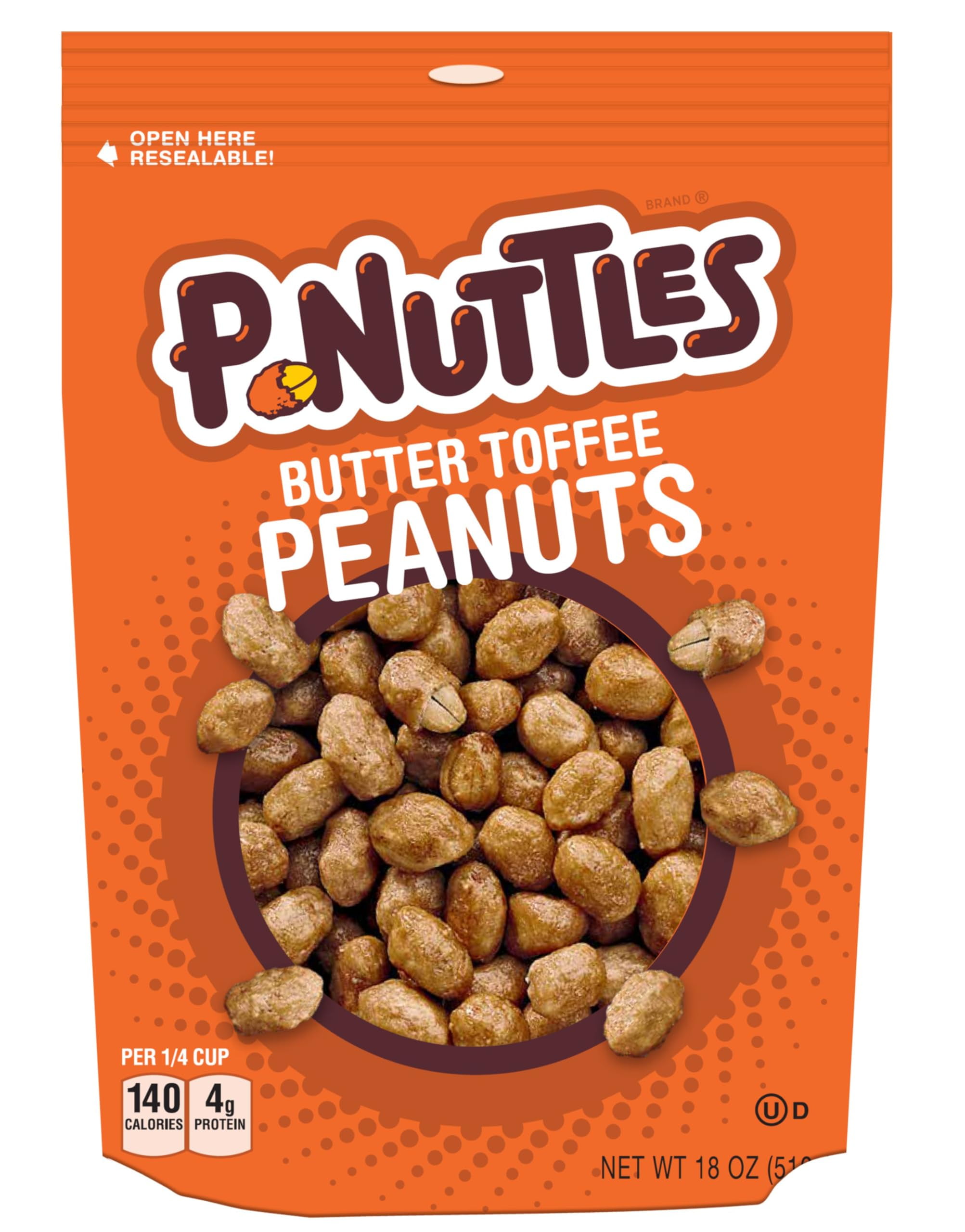 P-Nuttles Butter Toffee Covered TGF4 Peanuts, Sweet Salty Snack, Toffee ...