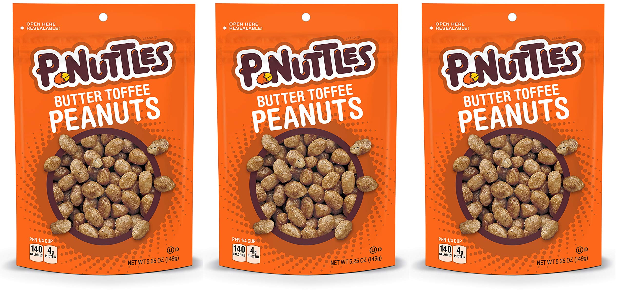 P-Nuttles Butter Toffee Peanuts DMF15 5.25 Ounce - Resealable Snacking ...