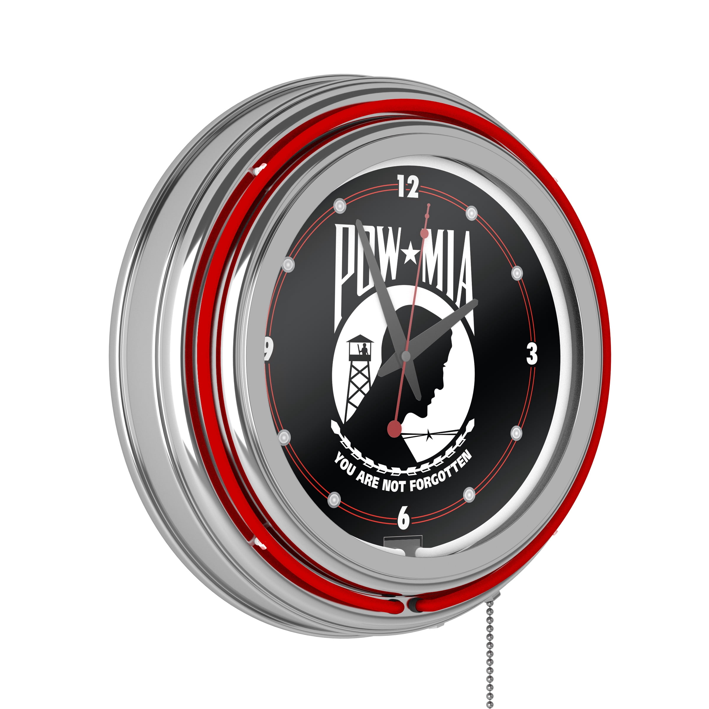 P.O.W. Logo Retro Neon Analog Wall Clock with Pull Chain - Walmart.com
