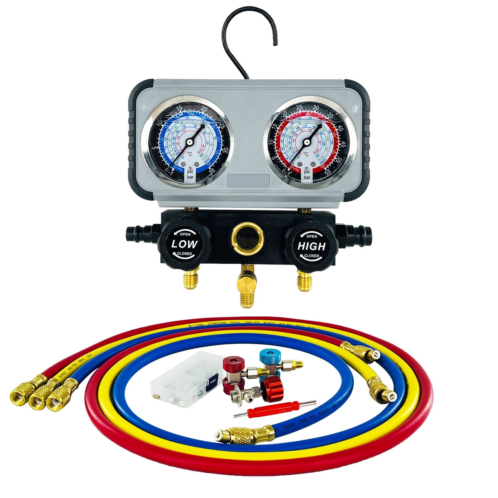 P PBAUTOS 3-Way Manifold Gauge Air Conditioning Tool with Gilcerol Dial ...