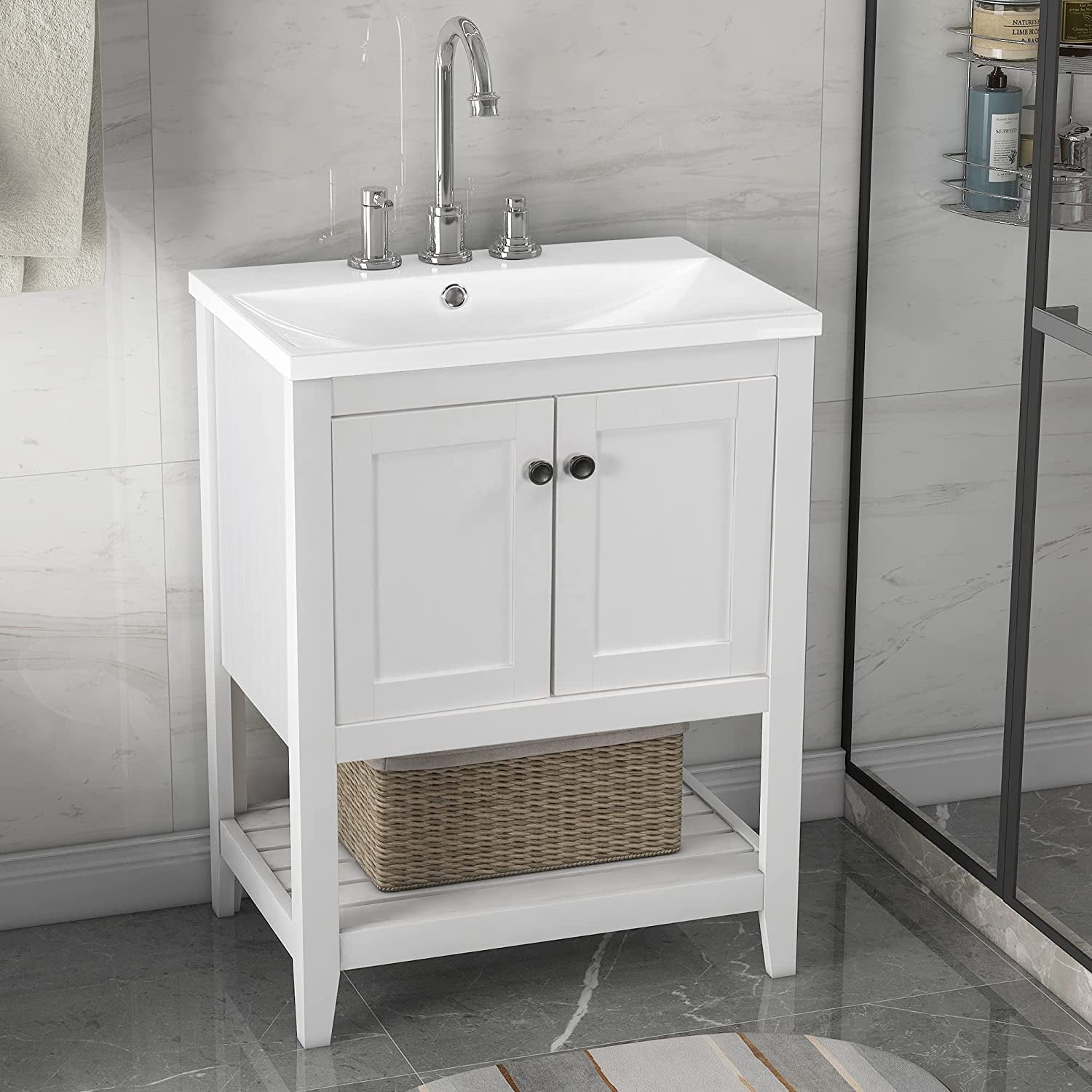 P PURLOVE 24 Inch Bathroom Vanity with Sink,Single Bathroom Vanities ...