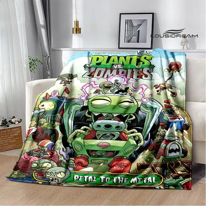P-Plants-vs-Zombie Cartoon printed blanket Warm blankets Flannel Soft ...